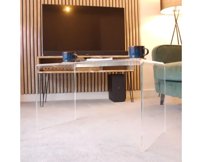 clear perspex coffee table