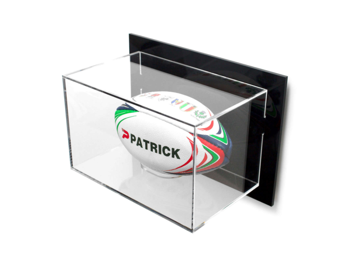 Horizontal Wall Mounted Rugby Ball Display Case Size 1